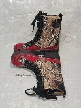 Rouge Helium | Shoes | Rogue Helium Red Snake Print Platform Combat ...